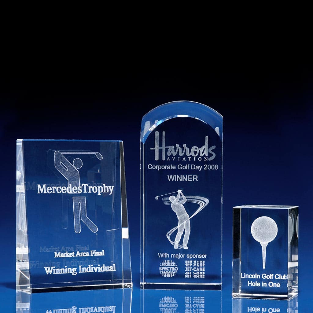 Golf Trophies | Personalised Glass Golf Trophies | Laser Crystal